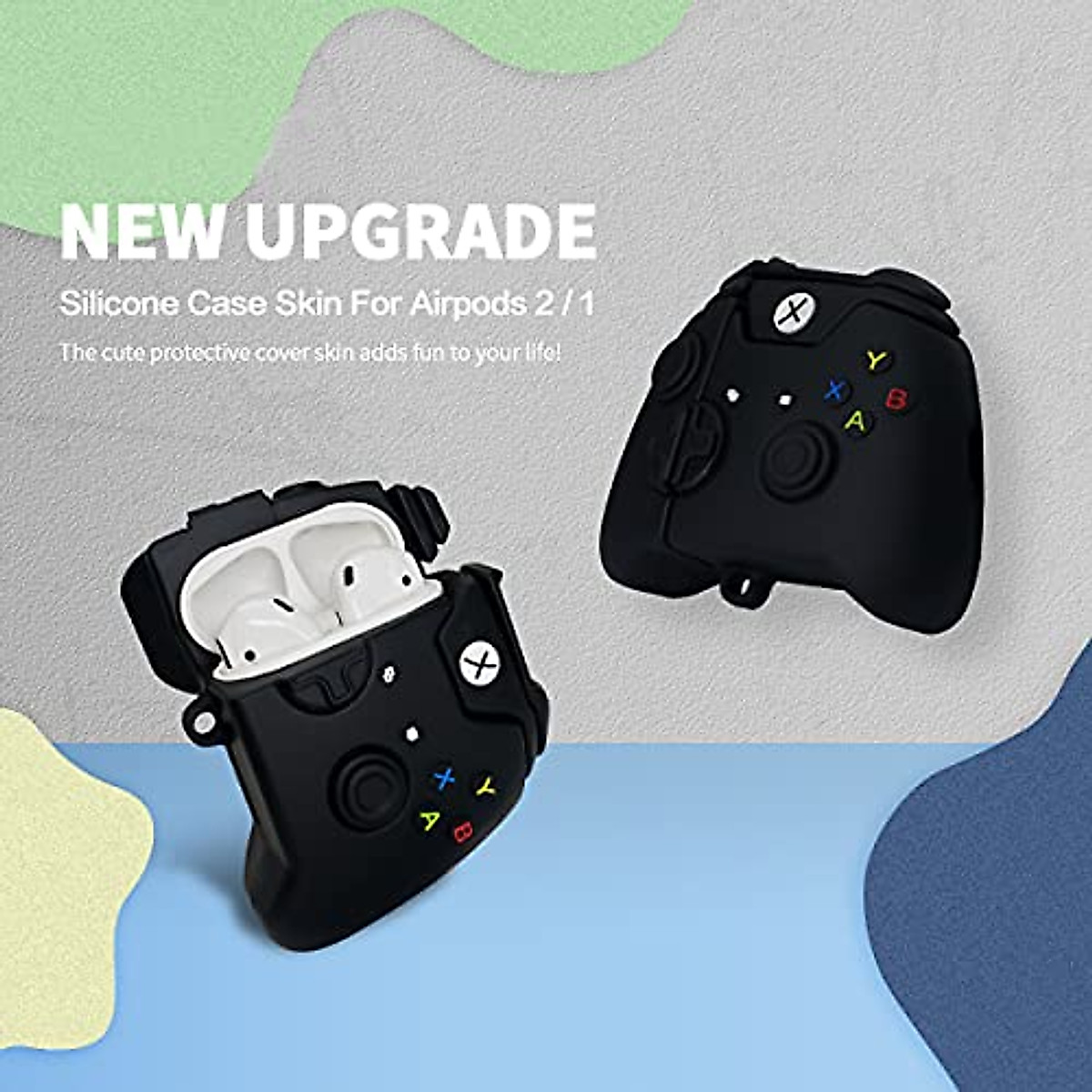 Cover for Airpods 2/1 Case, WQNIDE 6 in 1 Accessories Set Protective Airpods Cover, Unique Fashion Funny Cute 3D Cartoon Game Controller AirPod Silicone Case Cover Design for Boys Girls Men