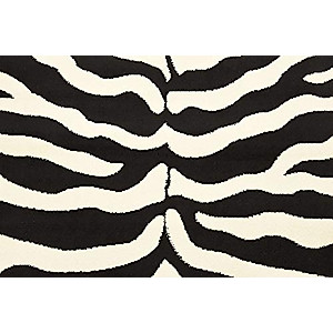 Unique Loom Wildlife Collection Animal Inspired with Zebra Design Area Rug, 5 x 8 ft, Black/Ivory