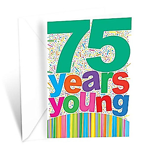 Happy 75th Birthday Greeting Card | Made in America | Eco-Friendly | Thick Card Stock with Premium Envelope 5in x 7.75in | Packaged in Protective Mailer | Prime Greetings