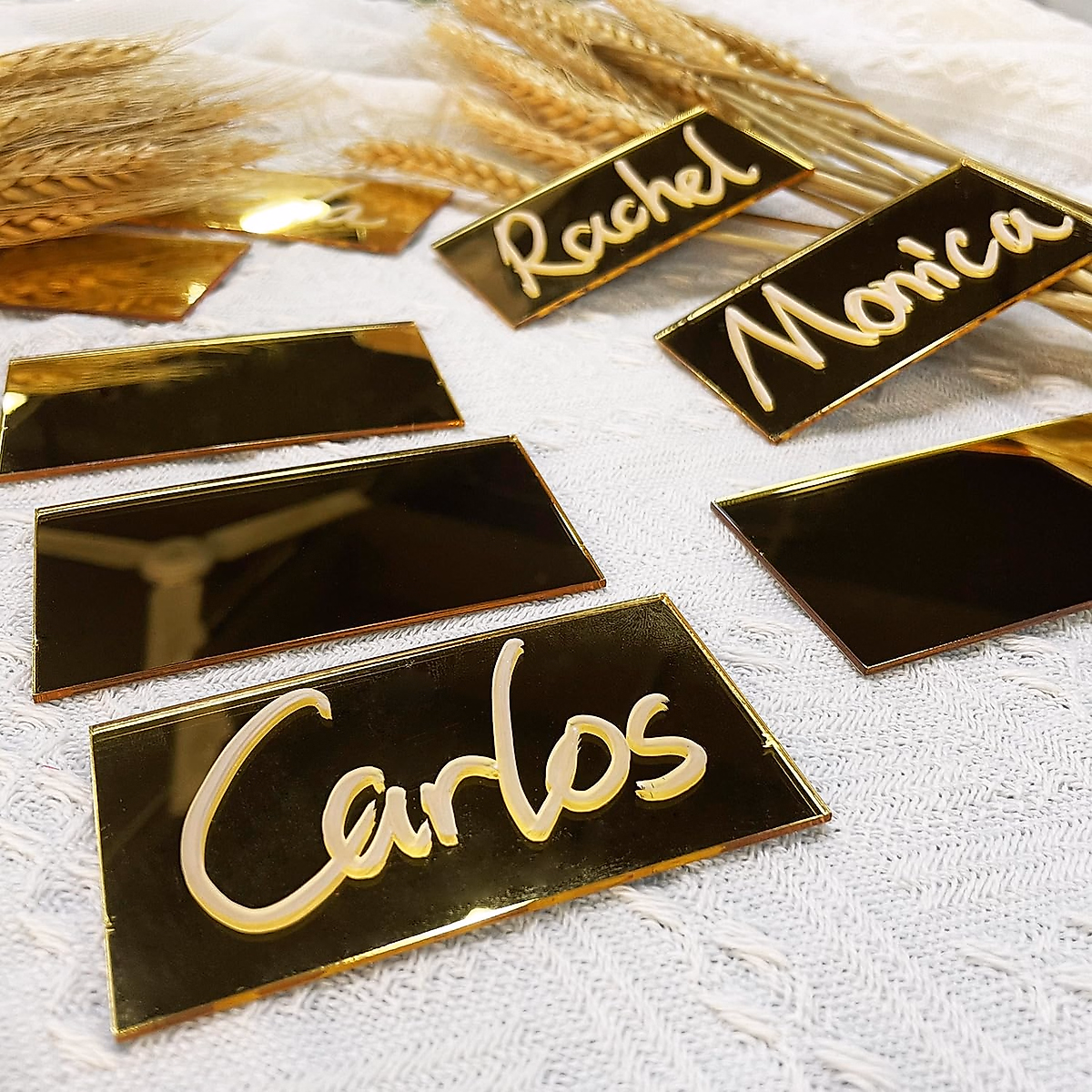 50Pcs Golden Acrylic Table Place Card for Wedding DIY Table Seating Cards Gold Wedding Supplies Decoration