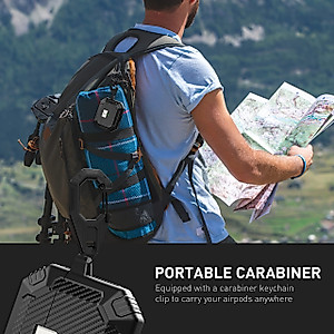 Winproo Armor Airpods Pro Case Cover with Lock Clip, Military Hard Shell Full-Body Shockproof Protective Case Skin with Keychain for Airpods Pro (Black)