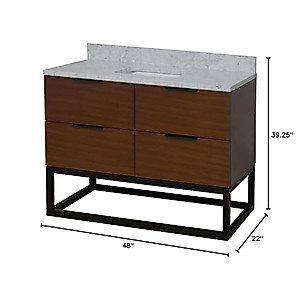 Kitchen Bath Collection Mia 48-inch Bathroom Vanity (Carrara/Walnut): Includes Walnut Cabinet with Authentic Italian Carrara Marble Countertop and White Ceramic Sink