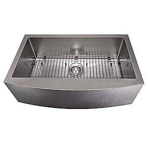 ZLINE 33" Vail Farmhouse Apron Mount Single Bowl Scratch Resistant Stainless Steel Kitchen Sink with Bottom Grid (SAS-33S)