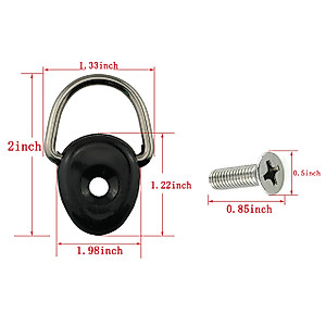 HJ Garden 6 Sets Kayak Fishing Rigging Round D-Ring Buckle Elastic Rope Pull Buckle for Fishing Boat Backrest Hook Surfboard Accessories