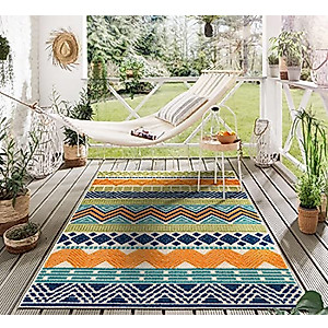 Rugshop Marbella Contemporary Boho Non-Shedding Outdoor Rug Patio Deck Backyard Indoor/Outdoor Area Rug 5' x 7' Multi