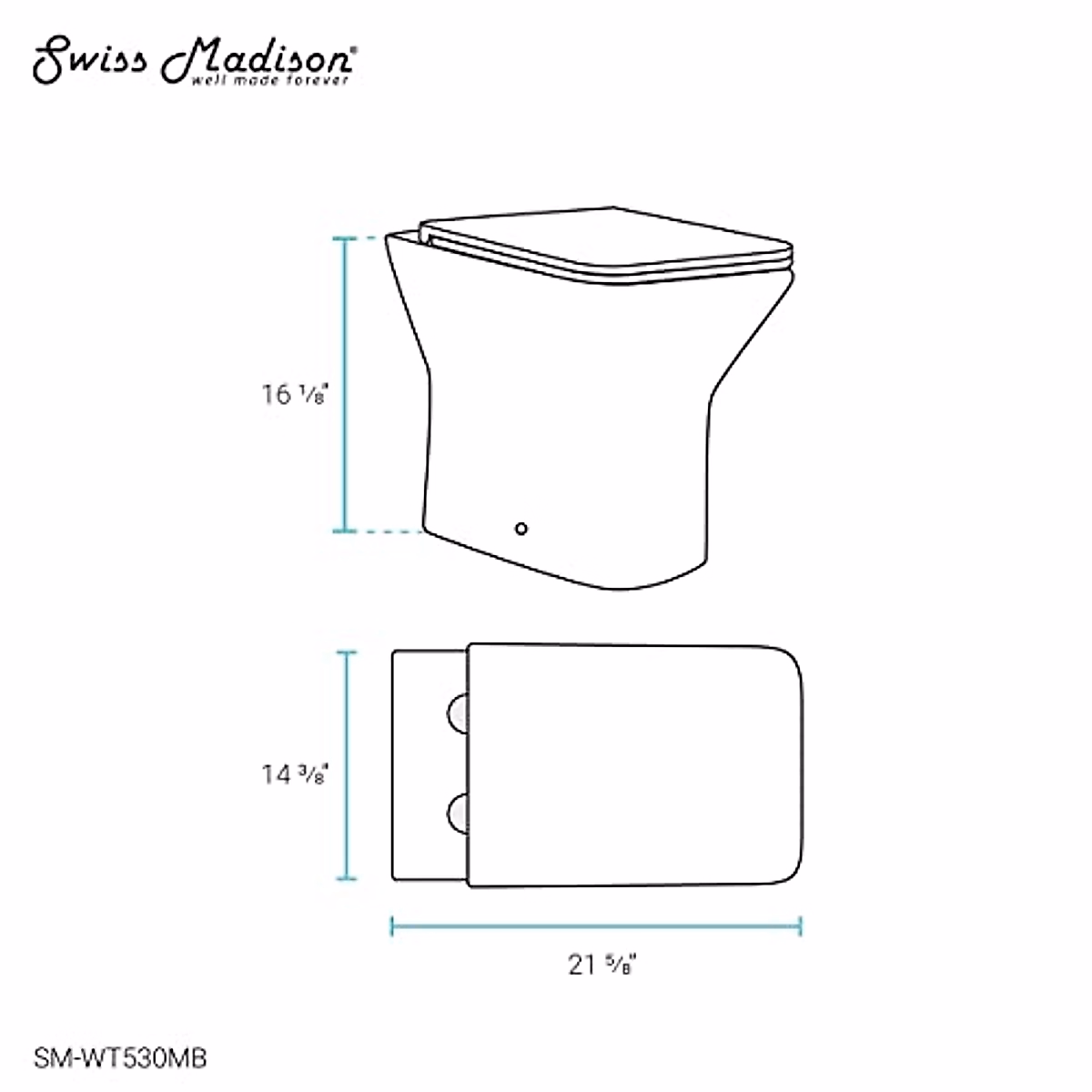 Carre Back to Wall Toilet Bowl in Matte Black