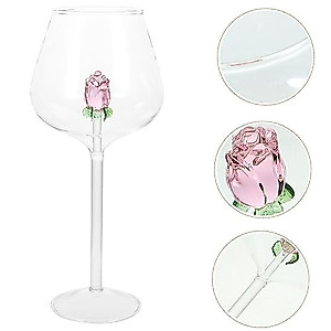 Kichvoe Glass Tumblers 2pcs Rose Glasses Glass Wine Glasses Party Drinks Goblet Glass Cups Decorative Cups Clear Goblet Good Looking Decorate Girl Rose Wine Glass