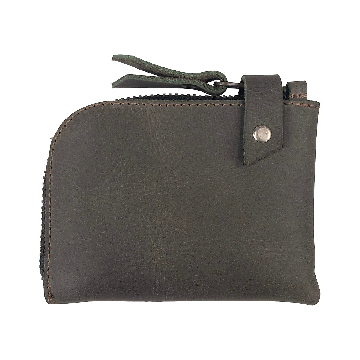 Hide & Drink, Zippered Wallet, Holds Up to 6 Cards Plus Folded Bills, Pouch Organizer, Cash Holder, Travel Essentials, Mini, Pocket-Size, Full Grain Leather, Handmade, Charcoal Black