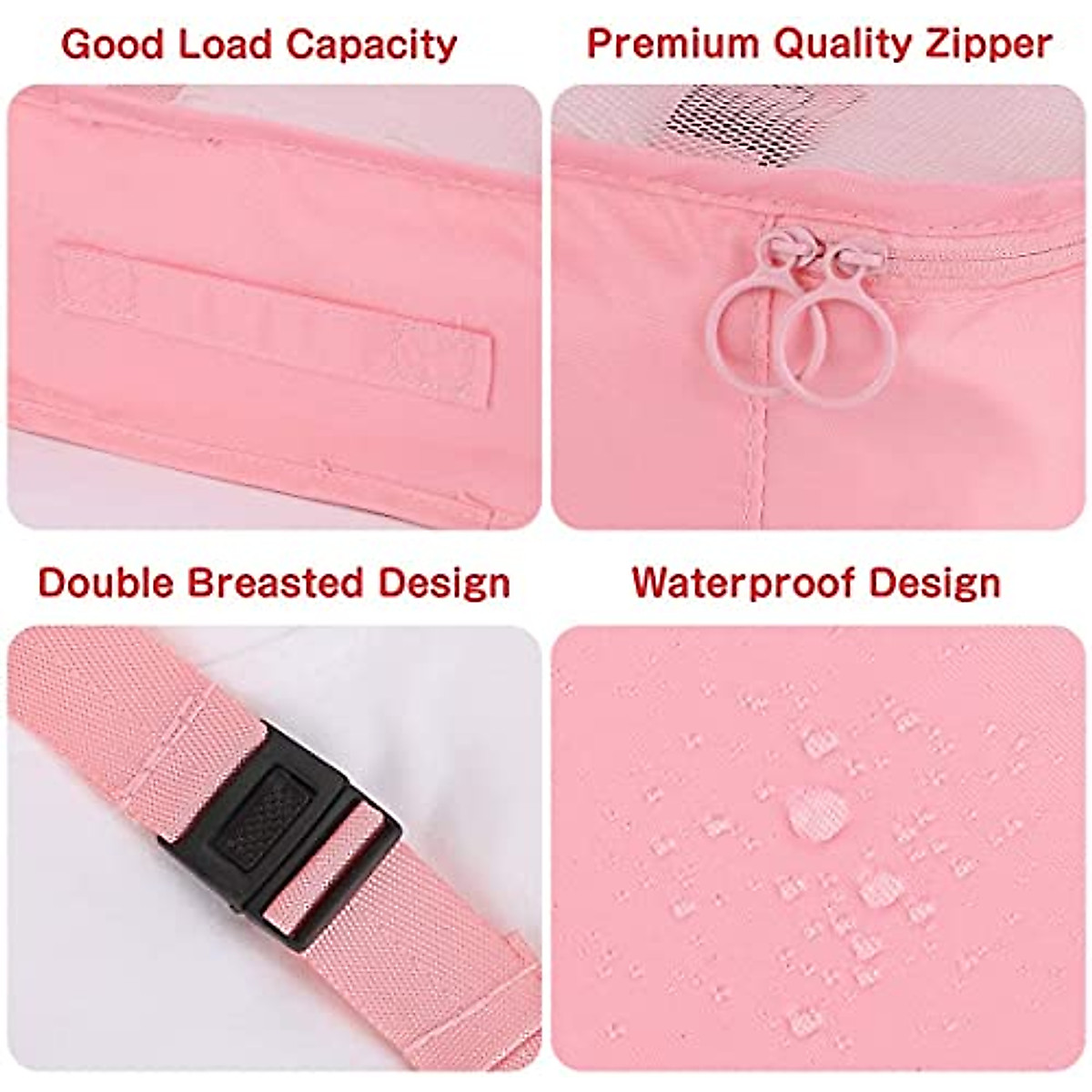DIMJ Packing Cubes for Travel, 8Pcs Travel Cubes Set Pink Foldable Suitcase Organizer Lightweight Luggage Storage Bag