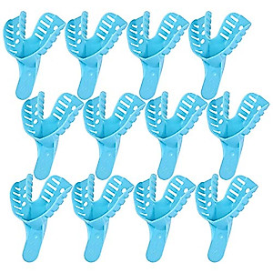 JMU Dental Impression Tray 12 Pcs, Perforated Disposable Impression Trays, 4 Medium Lower
