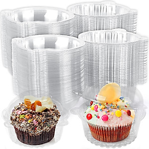 VGOODALL 120PCS Cupcake Holders, Cupcake Containers Individual Single Clear Cupcake Boxes Dome Lids for Cupcake Muffin Parties