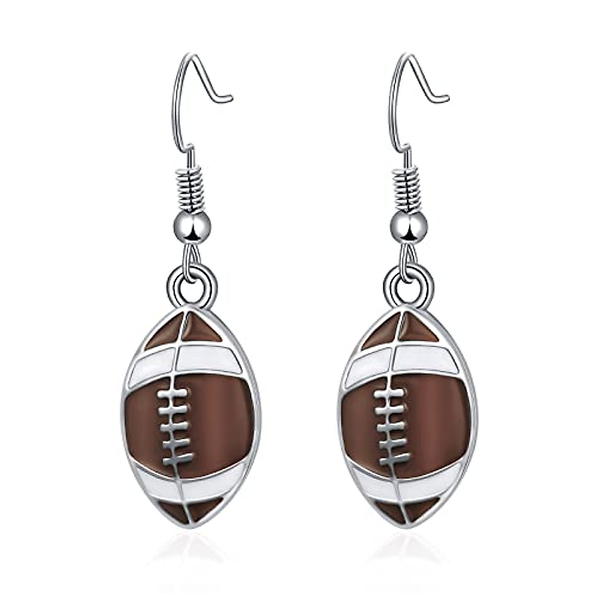 RUOFFETA Sport Ball Dangle Earrings, Football Earrings, Basketball Earrings Soccer Volleyball Baseball Earrings for Women Fan Gift(Football Coffee)
