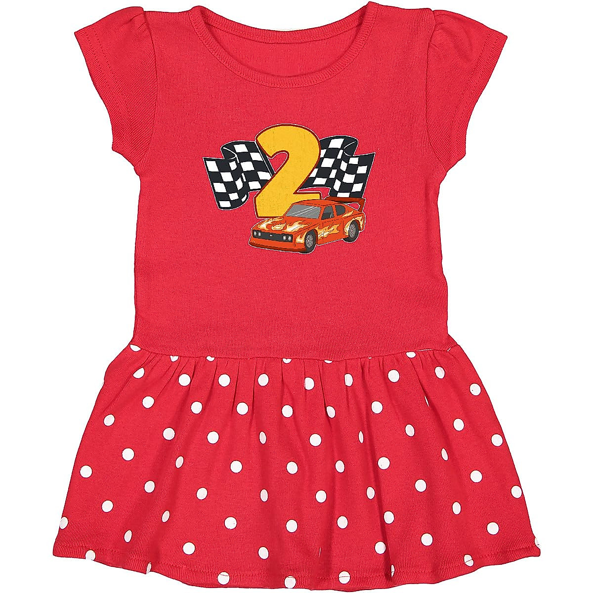 inktastic Number 2 Race Car Toddler Dress 3T Red with Polka Dots 3b71f