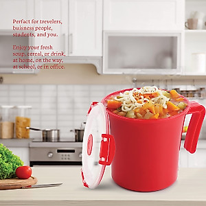 Tafura Microwave Soup Mug with Lid and Handle. [Pack of 2] Microwavable Oatmeal Cereal Cup with Cover. Christmas Mug with Lid. Soup Travel Container with Lid. Spillproof, 22 Ounces, BPA-free.