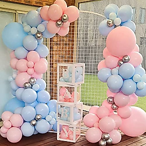 139pcs Gender Reveal Balloon Garland Arch Kit with Pink and Blue Balloons Silver Balloons for Boy or Girl Gender Reveal Decorations Birthday Party Baby Shower Celebration Wedding Anniversary
