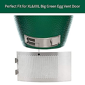 Quantfire Mesh Screen Draft Door for XLarge&2XLarge Big Green Egg Bottom Vent Accessories, Stainless Punched Mesh Panel
