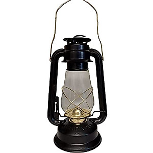 V&O 210-21000 Pathfinder Brass Trim Oil Lantern, Black