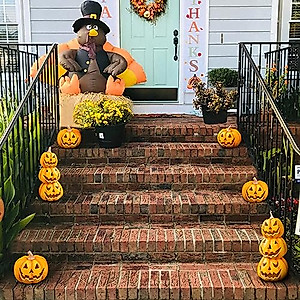 WONDHOME Halloween Pumpkin Decorations Jack-O-Lantern Halloween Decorations Waterproof Solar Pumpkin Lights Garden Statues Outdoor Halloween Decor for Outside Yard Lawn Patio Porch(Round Pumpkin)