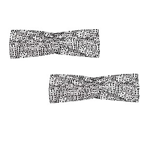 Lunarable Casino Headband Set of 2, Dices Close-up Image Abstract Monochromic Chaotic Crowded Gaming Houses, Knotted Elastic Hair Band Accessory for Women Everyday Use, M-L, Pale Grey Black