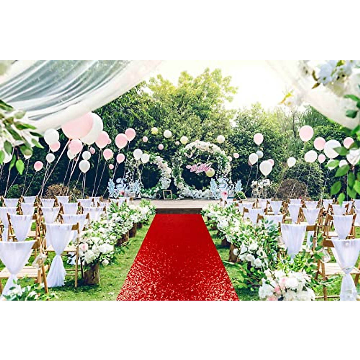 ShinyBeauty Sequin Aisle Runner 2Ft x 15Ft Red Carpet Runner Ourdoor Aisle Runner for Wedding Ceremony Red Aisle Runner Glitter Runner for Wedding Hallway Runner Rug 15 FT Aisle Runner Rug