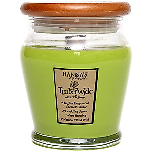 Hanna's Candle Company 100463 Timber Wick Candle with Wooden Lid, 9.25-Ounce, Apple Melon