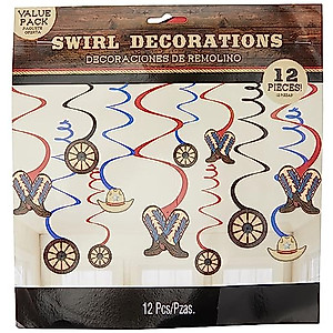 Amscan Party Supplies Western Value Pack Swirl Decorations, Multi Sizes, Multicolor