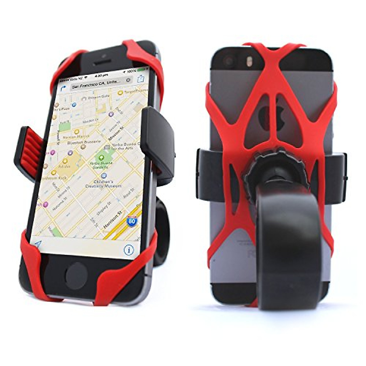 NALAKUVARA Phone Mount X Holder Grip Tether Rubber Strap Silicone Security Bands - Universal Motorcycle Bike Phone Mount Accessories Replacement Parts - Elastic X Web Grip (2 Black & 2 Red) 4 Pack