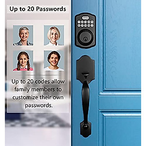 Revolo Electronic Keypad Deadbolt, Keyless Entry Door Lock, Keyed Entry, Auto Lock, Door Lock with Handle, Front Door Handle Sets, Anti-Peeking Password