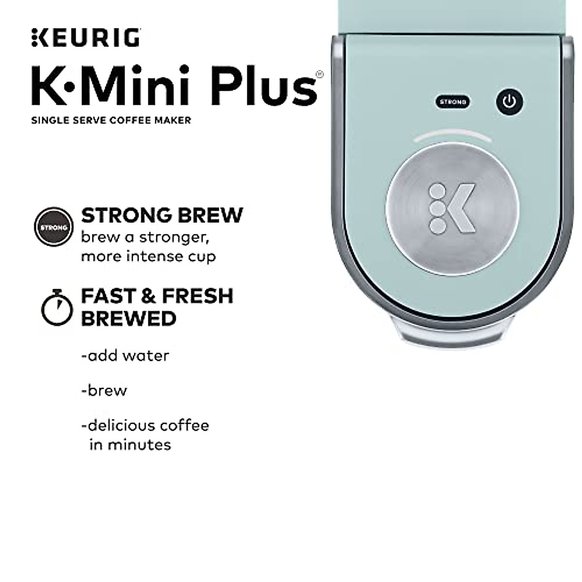 Keurig K-Mini Plus Coffee Maker, Single Serve K-Cup Pod Coffee Brewer, 6 to 12 oz. Brew Size, Stores up to 9 K-Cup Pods, Misty Green (Renewed)