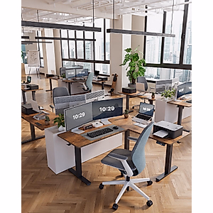 Marsail Standing Desk Adjustable Height with 4-in 1 Electical Outlet, L Shaped Electric Standing Desk with Headphone Hook, Stand up Desk for Home Office Sturdy Writing Workstation, Rustic