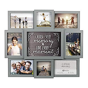 Malden International Designs Gray Cherish Every Moment 8-Opening Sentiment Dimensional Picture Frame Wall Collage