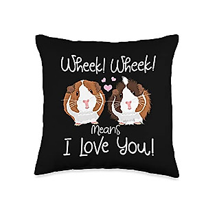 Cute Guinea Pig Merch for Women Men Kids Wheek I Love Clothes Cavy Gift Guinea Pig Throw Pillow, 16x16, Multicolor