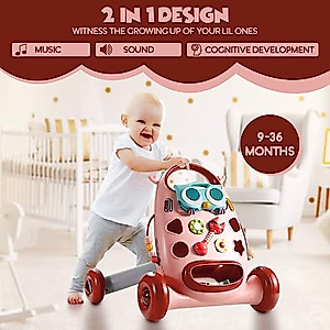 RushFo Interactive Baby Push Walker with Speed Control Features, Safe & Stable Design, Sit to Stand Walker, Best Gift for Christmas, Birthday & Special Occasion