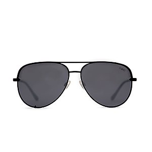 EVEE Fashionable Metal Aviator Sunglasses for Men with Flat Mirror Lenses LIMITED EDITION CASE + MICROFIBER CLEANING CLOTH (E-GMPCBKWM) (Black, 64)