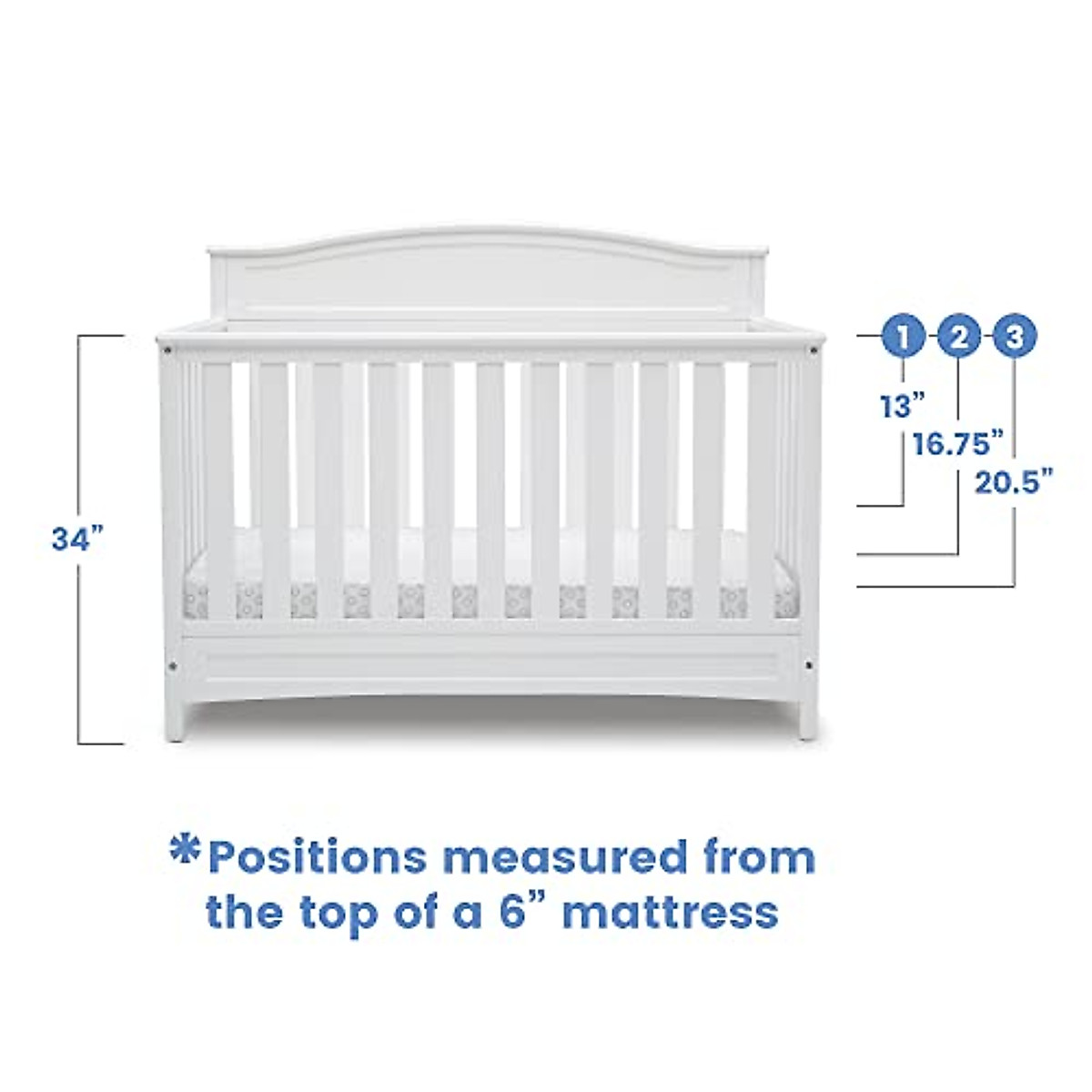Delta Children Emery 4-in-1 Convertible Baby Crib - Greenguard Gold Certified, White