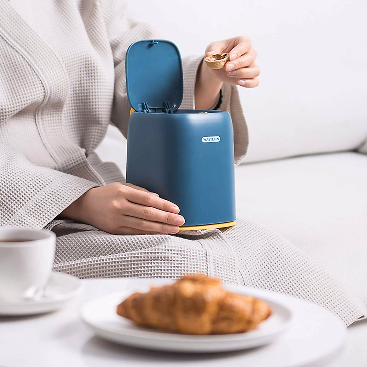 Originals 1.5L Mini Countertop Trash Can, Blue, Made of Eco-Friendly ABS+PP Material, BPA-Free, Easy to Clean and Wash, with Silicone Handle, Snap-On Design, Odor Control