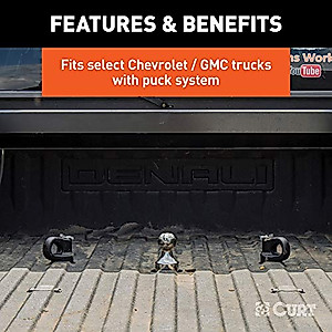 CURT 60639 Puck System Gooseneck Hitch Kit, Fits Select Chevy, Ford, GMC, Nissan Trucks, 38,000 lbs. GTW, 2-5/16-Inch Ball, Pucks Required