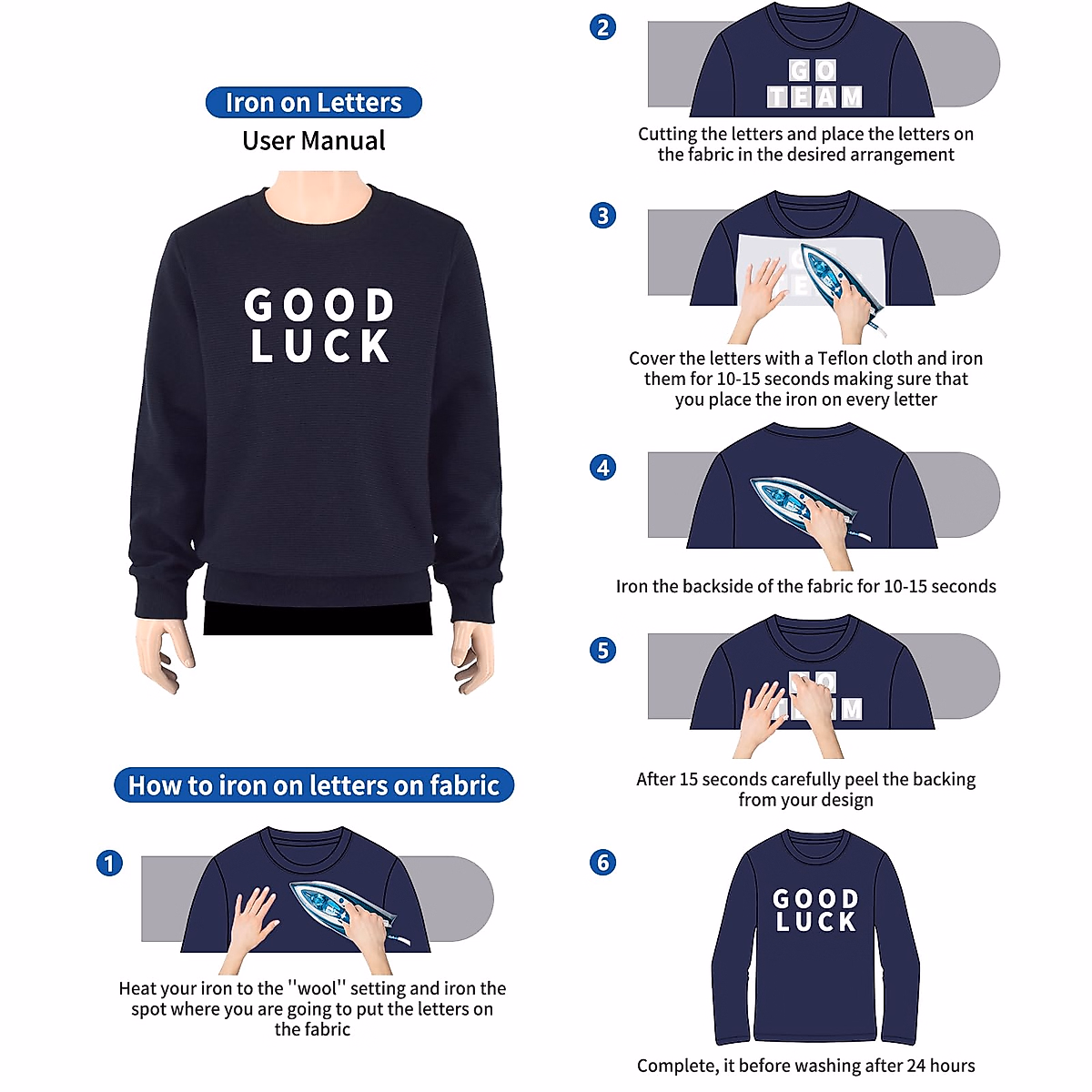 30 Sheets 930 Pieces Iron on Letters for Clothes 1.6 Inch Heat Transfer Letters with A-Z Iron on Vinyl Letters in 5 Colors PU Alphabet Adhesive Stickers for DIY Printing Craft Fabric T-Shirt Jersey