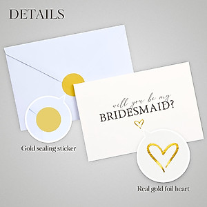 apearrie 12 Will You Be My Bridesmaid Card Set- 8 Bridesmaid Proposal Card, 2 Maid of Honor Cards, 1 Matron of Honor Card, 1 Flower Girl Card- Bridesmaid Proposal Cards with Gold Stickers