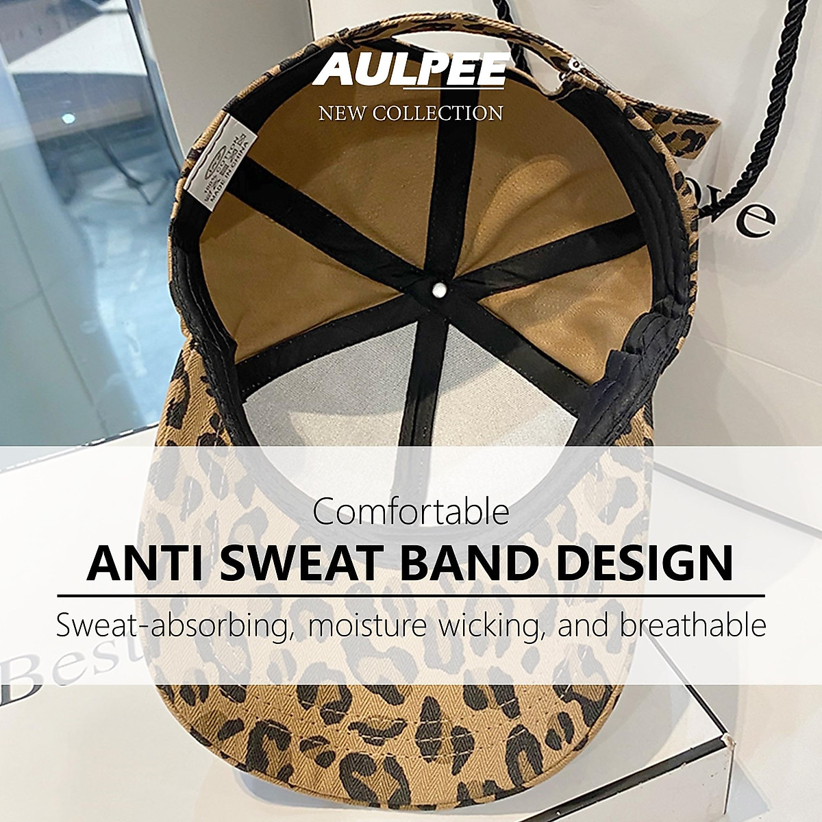 AULPEE Women's Baseball Cap,Low Profile Leopard Print Adjustable Hat,Vintage Baseball Hat (Dark Leopard)