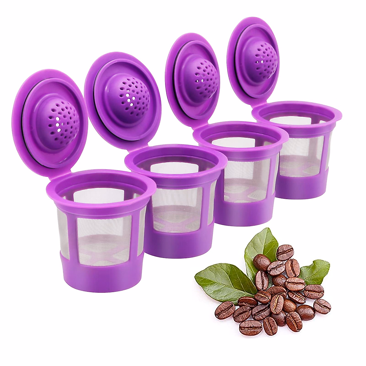 Reusable K Cups for Keurig 1.0 & 2.0 Brewers, Stainless Steel Refillable Mesh Filter, Eco-Friendly Coffee Pods (Pack of 4)