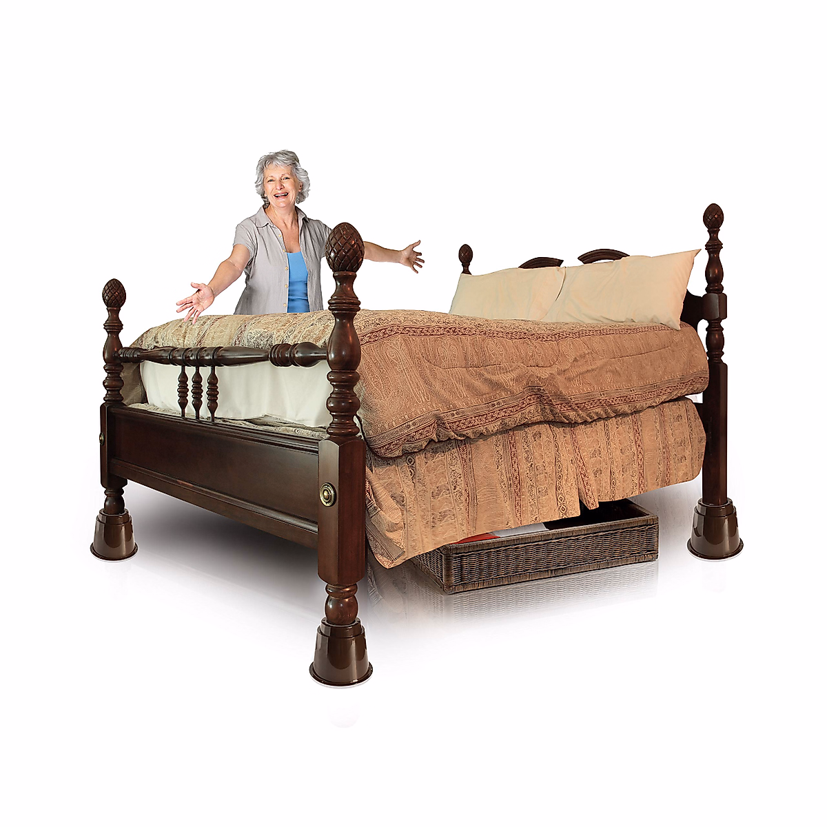 Slipstick CB650 5 Inch Under Bed Storage Bed Risers / Furniture Risers, Adds 5" Height (Set of 4 Bed Lifts) Supports 2,000 lbs