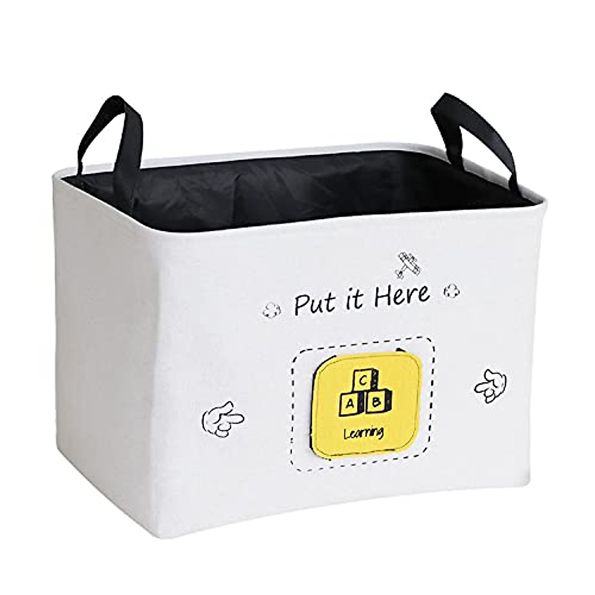 LLoptial Storage Basket, Fabric Storage Organizer Box with 4 Stickers for Home, Office, Shelf, Pet/Children Toys, Books, Clothes, Dolls