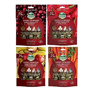 Simple Rewards, All Natural Baked Treats Combo Variety Pack- 4 Flavors ( Cranberry, Apple & Banana, Bell Pepper, Carrot & Dill) 3 Ounce Resealable Pack