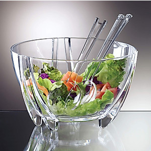 Prodyne Acrylic Salad Bowl with Servers, Clear