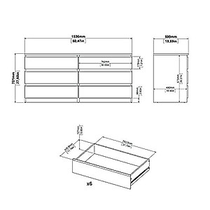 Tvilum 6 Drawer Double Dresser, Black Matte