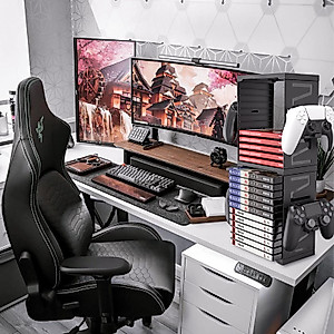 ASFSKY Game Storage Tower Universal Video Game Storage for 24 Games Storage ABS Stand Compatible with PS5 PS4 Xbox Nintendo Switch Games Gamer Gifts