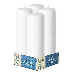 Hyoola White Pillar Candles 2x8 Inch - 4 Pack Unscented Pillar Candles - European Made
