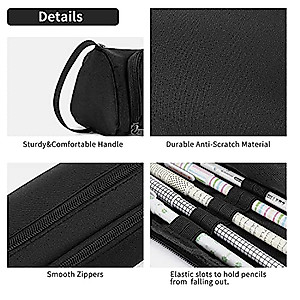 Della Gao Pencil case for Gilrs Boys Large Pencil Pouch to organize Pen Pencil for Middle School College Student Artist Metal Zipper Practical Cloth Office Pencil Bag Holder Black