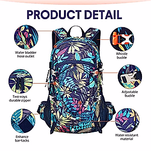 SAVVY NOMAD 40L Hiking Travel Packable Lightweight Camping Backpack Daypack with Removable Belt Bag for Women Men-Purple Leaf